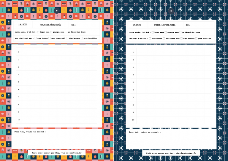 Liste de Noël à imprimer - Vie de Miettes